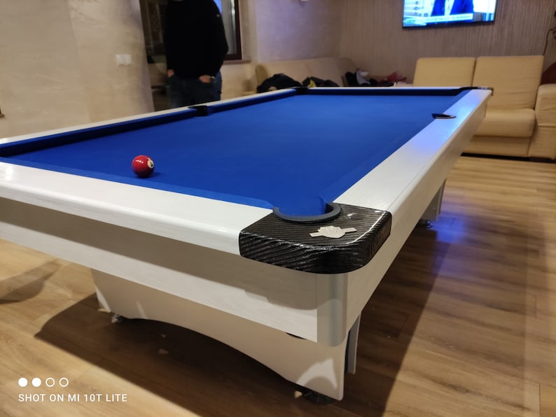 Pool Table White Diamond 8 Ft. and Billiard Lamp - Stunning Design ...