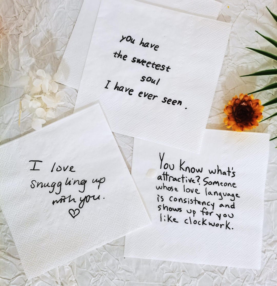 Custom Love Note Handwriting Napkins, Personalized Love Note Napkins ...