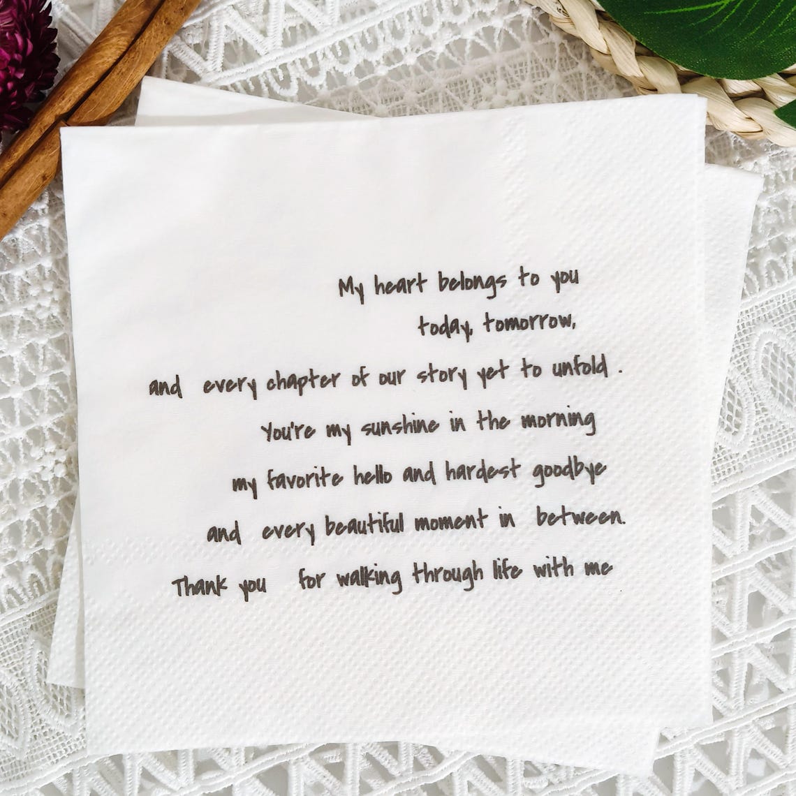 Custom Love Note Handwriting Napkins, Personalized Love Note Napkins ...