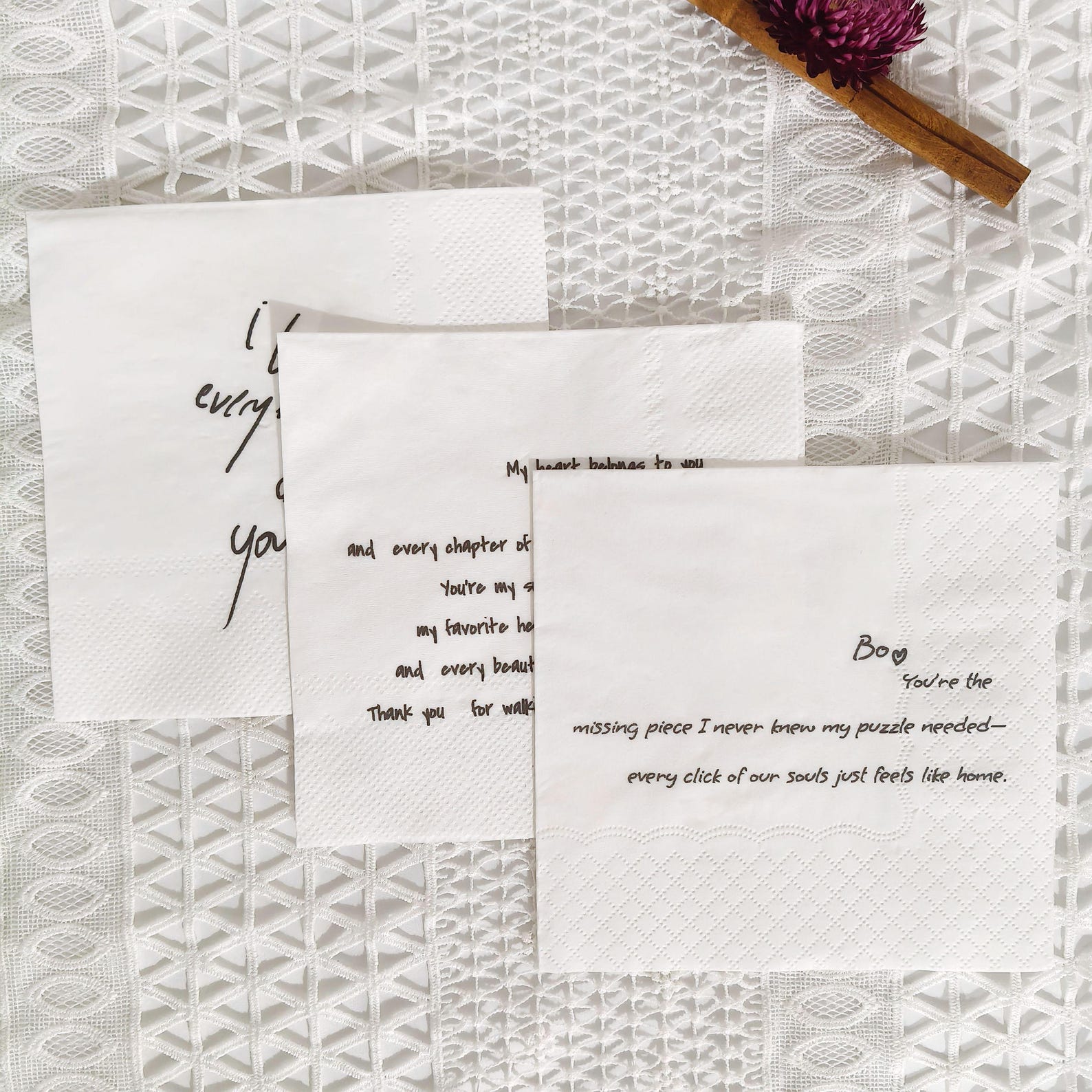 Custom Love Note Handwriting Napkins, Personalized Love Note Napkins ...