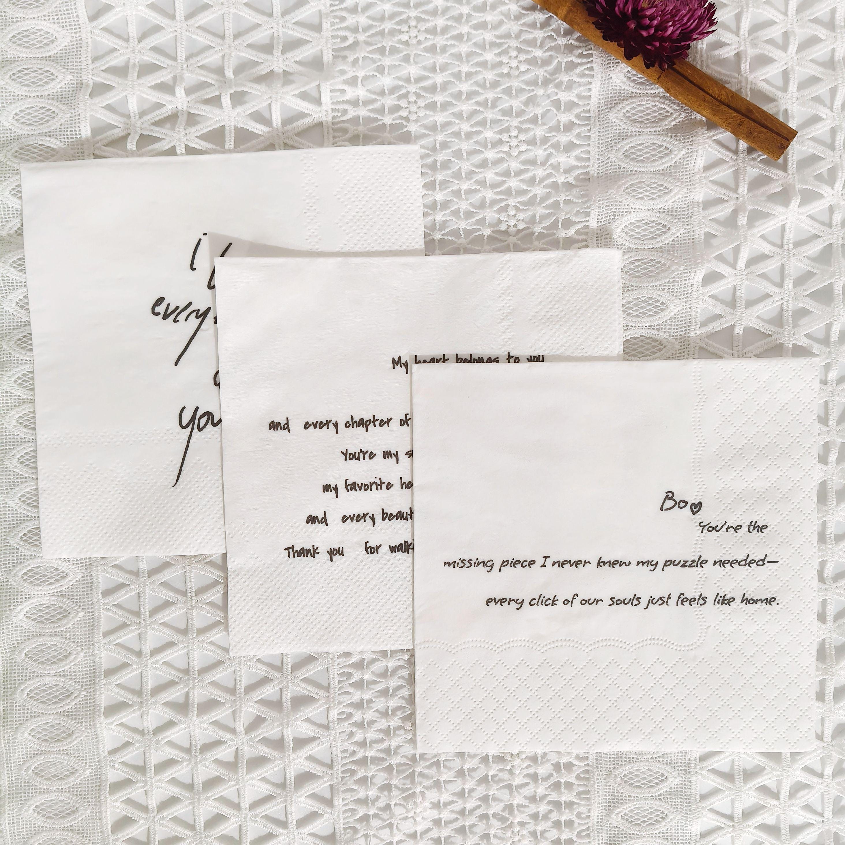 Custom Love Note Handwriting Napkins, Personalized Love Note Napkins ...