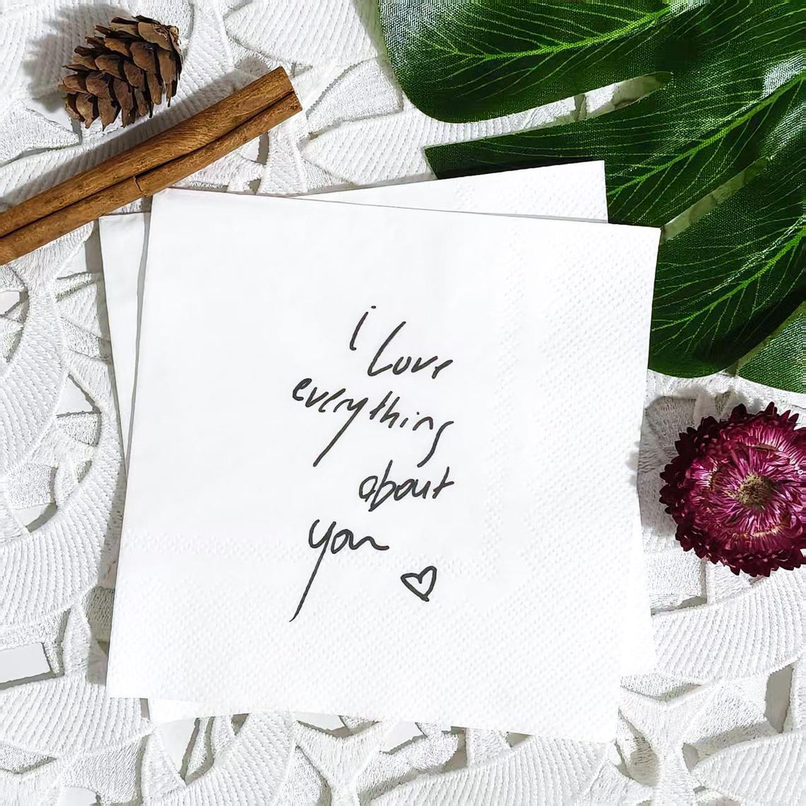 Custom Love Note Handwriting Napkins, Personalized Love Note Napkins ...