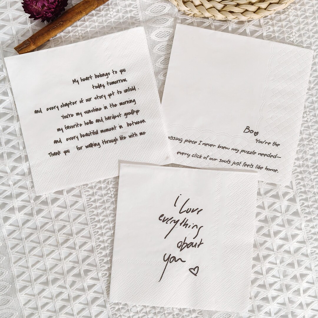 Custom Love Note Handwriting Napkins, Personalized Love Note Napkins ...