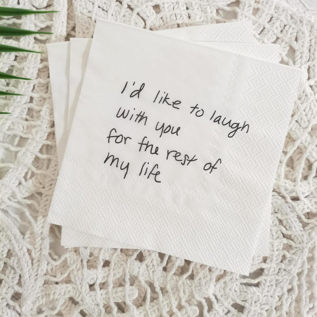 Custom Love Note Handwriting Napkins, Personalized Love Note Napkins ...