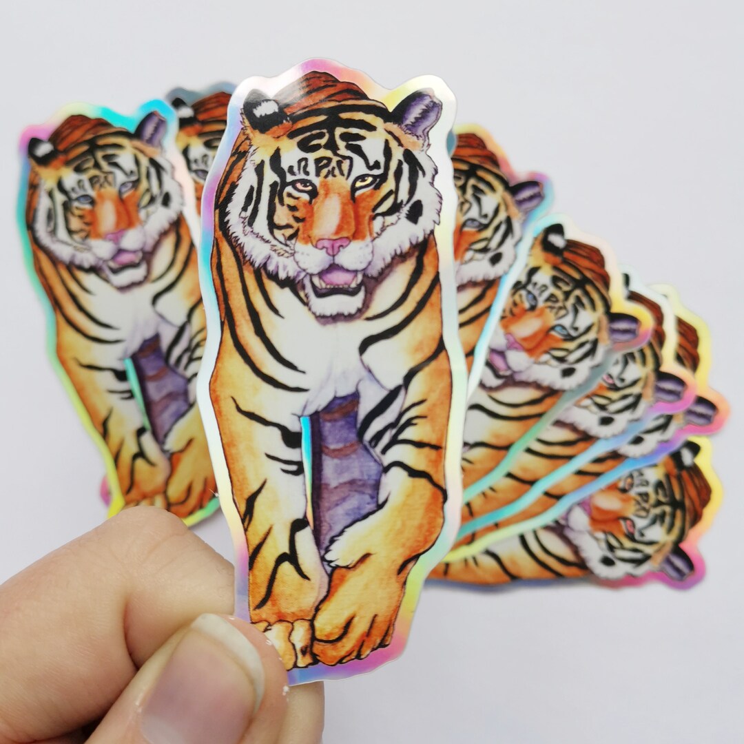 Holographic Tiger Vinyl Sticker - Etsy
