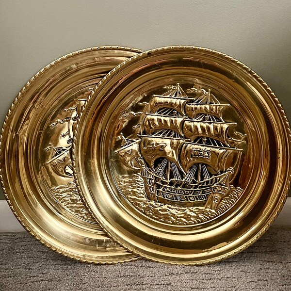 Vintage Brass Hanging Plates