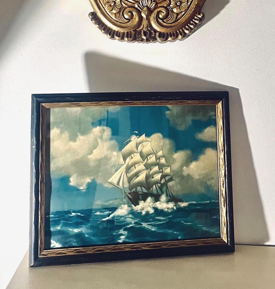 Vintage R Atkinson Fox Clipper Ship at Sea Framed Lithograph Print - Etsy