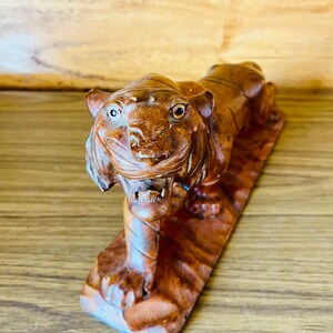 Vintage Hand Carved 14 Wood Tiger - Etsy