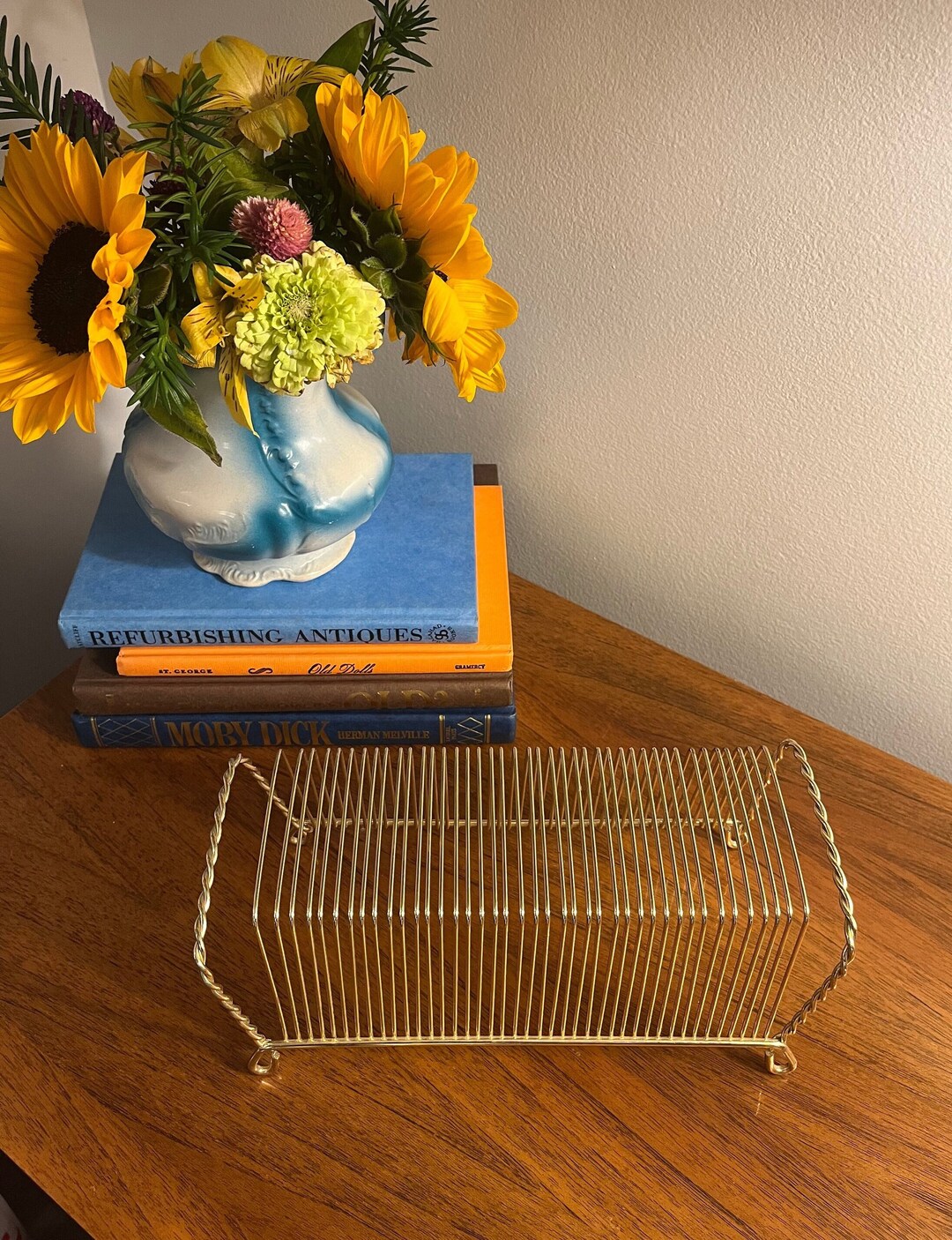 MCM Vintage Gold Metal Wire Record Album Holder, MCM Gold Record or ...