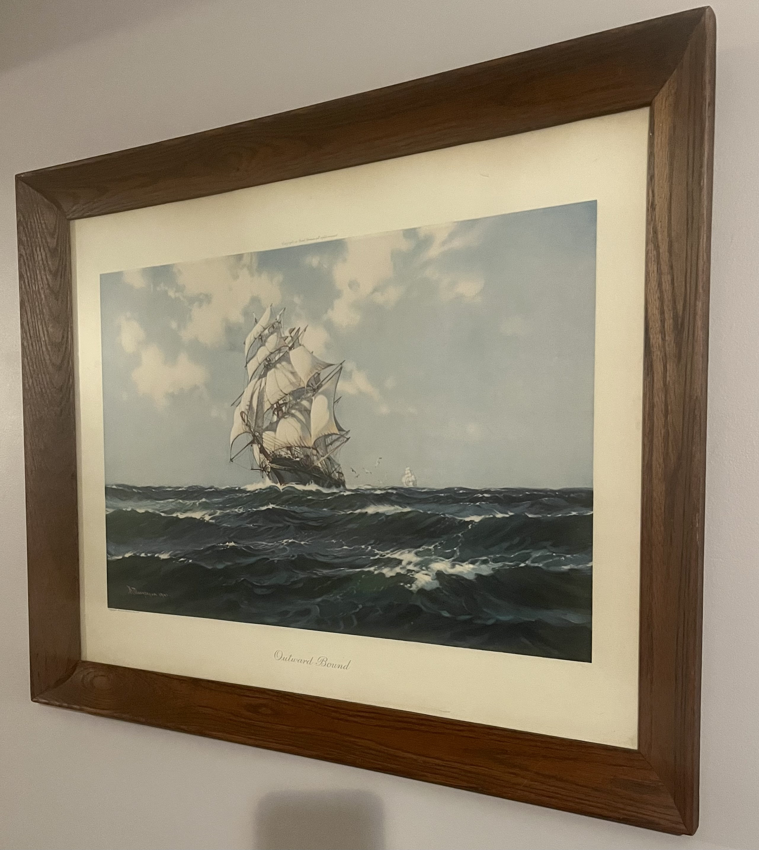 Vintage 1940s Real Wood Framed Lithograph Titled Outward - Etsy