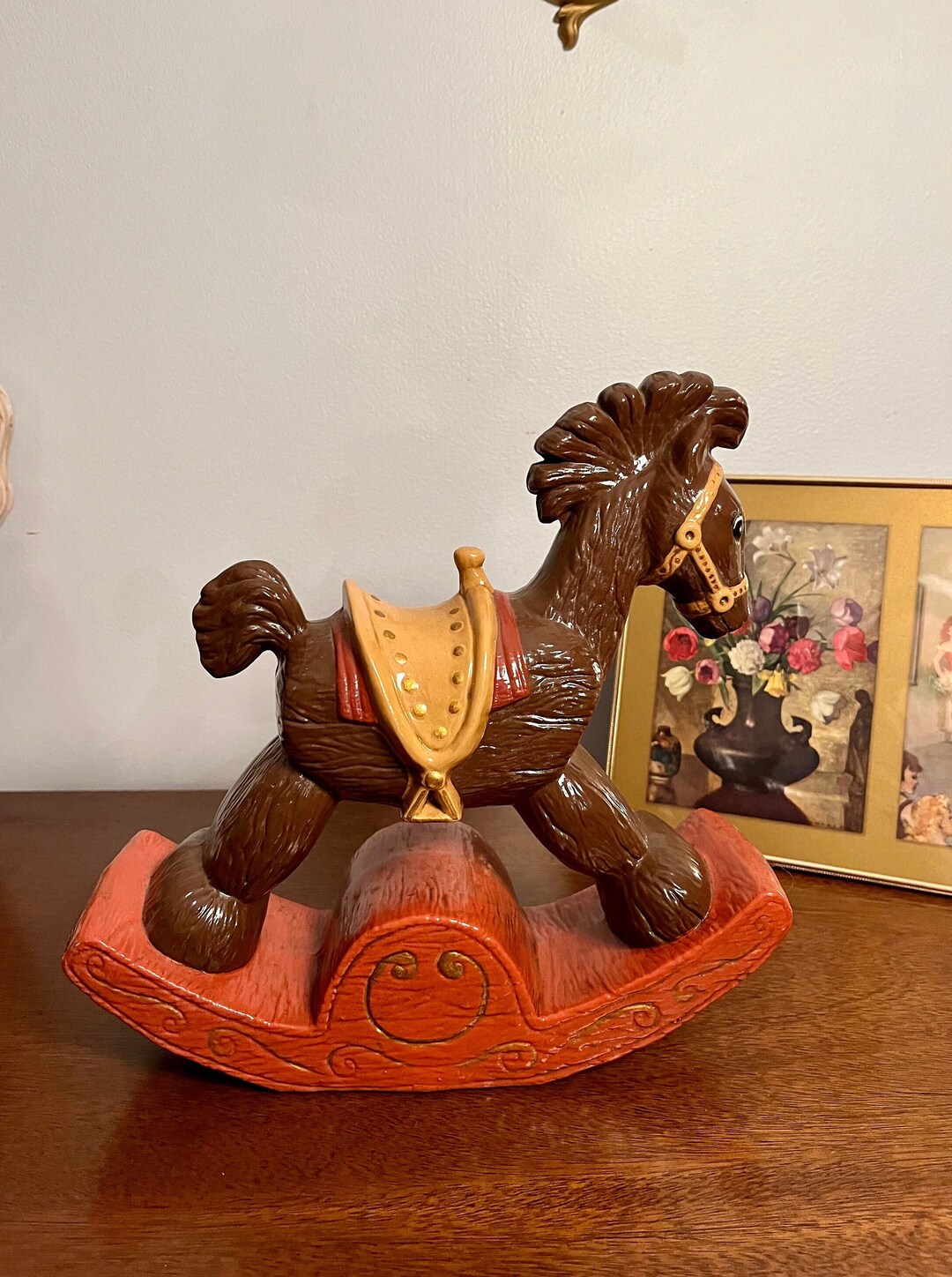 Vintage Pottery Art Musical Rocking Horse - Etsy