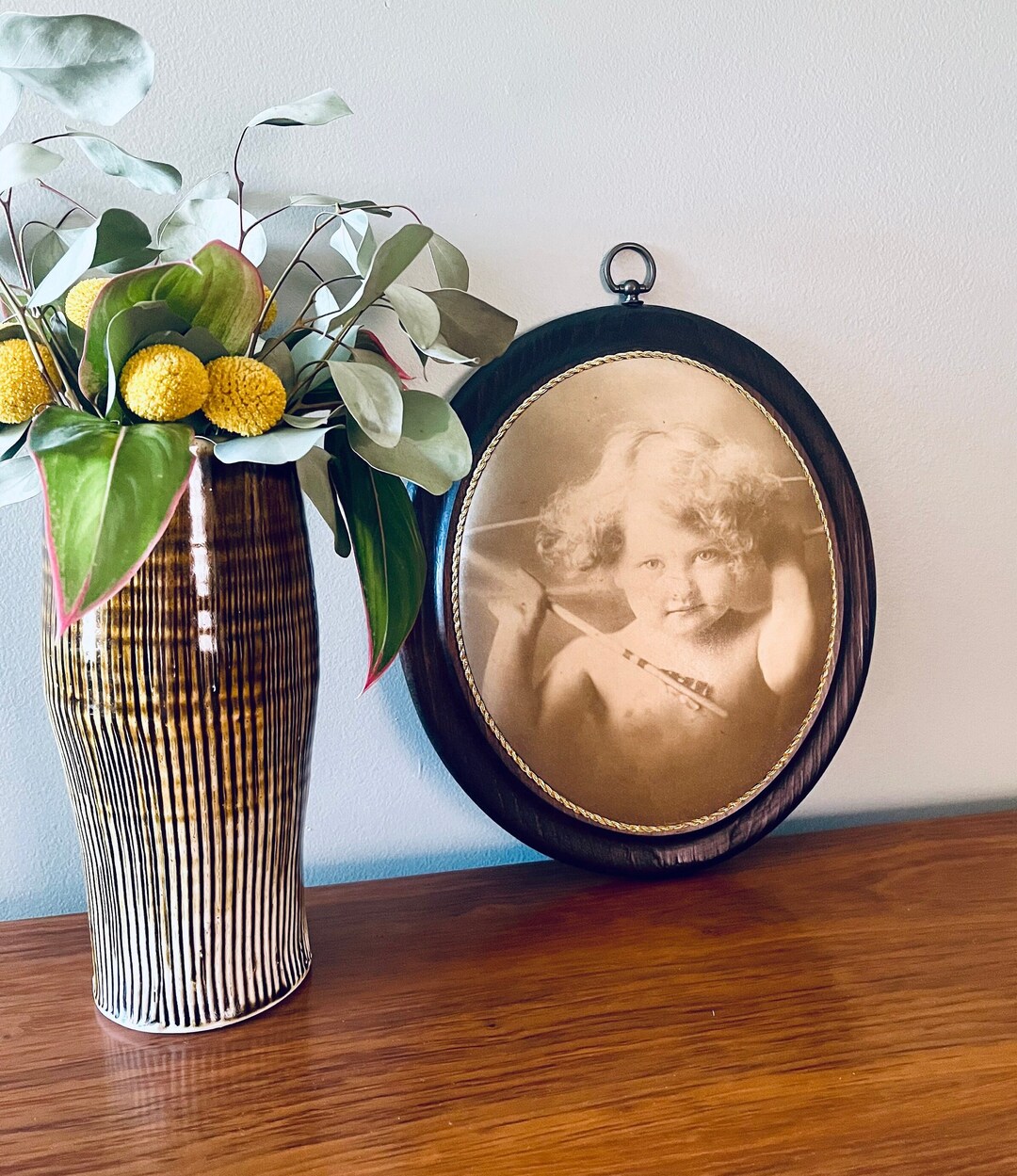 Vintage Antique Oval 3D Lithograph of Cupid Awake in Wood Frame - Etsy