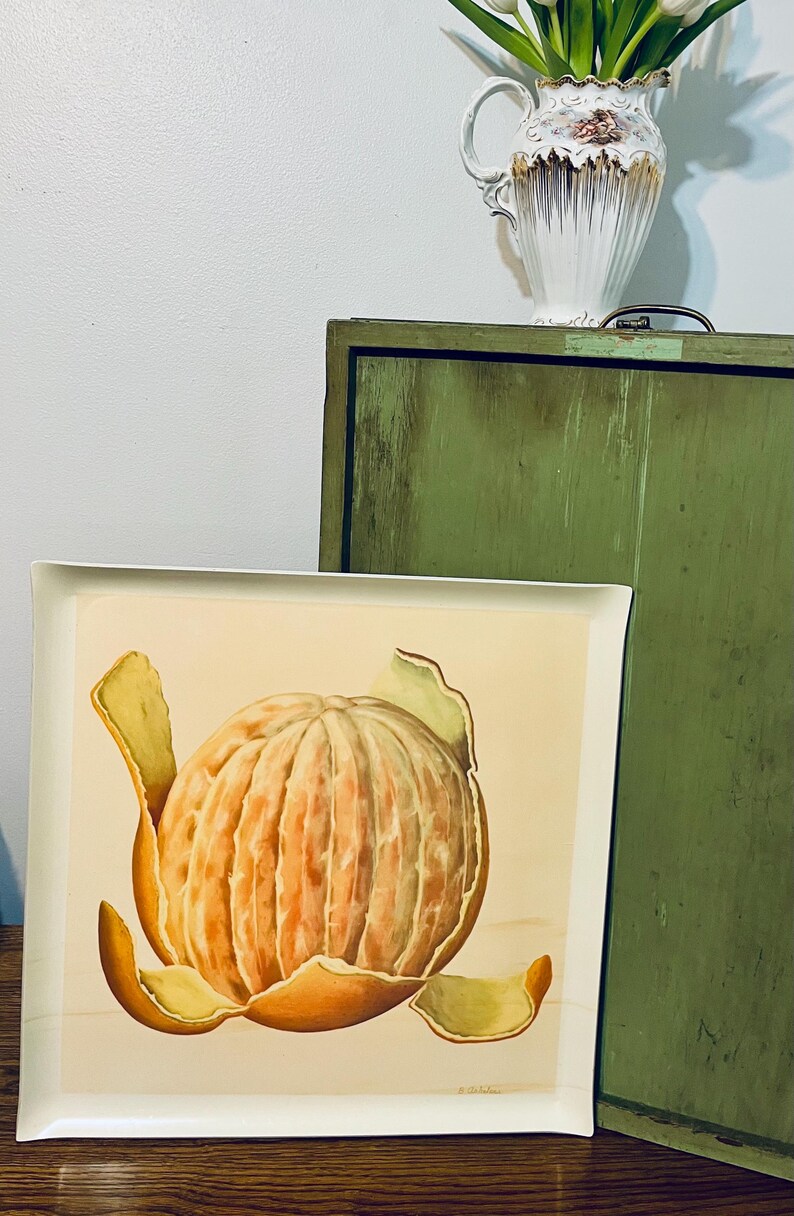 Vintage B. Arhelger Peeled Orange Large Square Serving Tray 16x16 ...