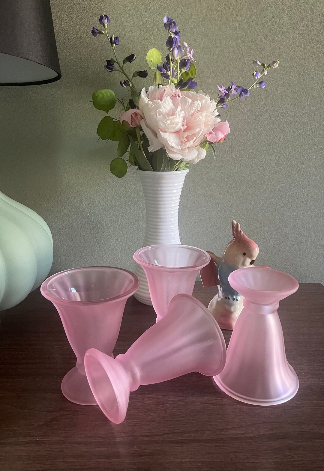 Vintage Set of 4 Pink Frosted Ka-dinks Parfait Sundae Tumblers by ...