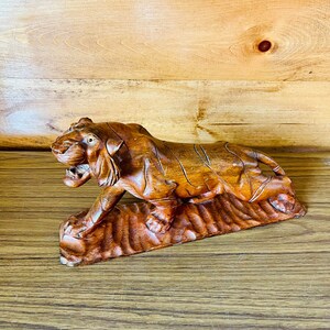 Vintage Hand Carved 14 Wood Tiger - Etsy