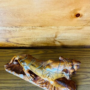 Vintage Hand Carved 14 Wood Tiger - Etsy