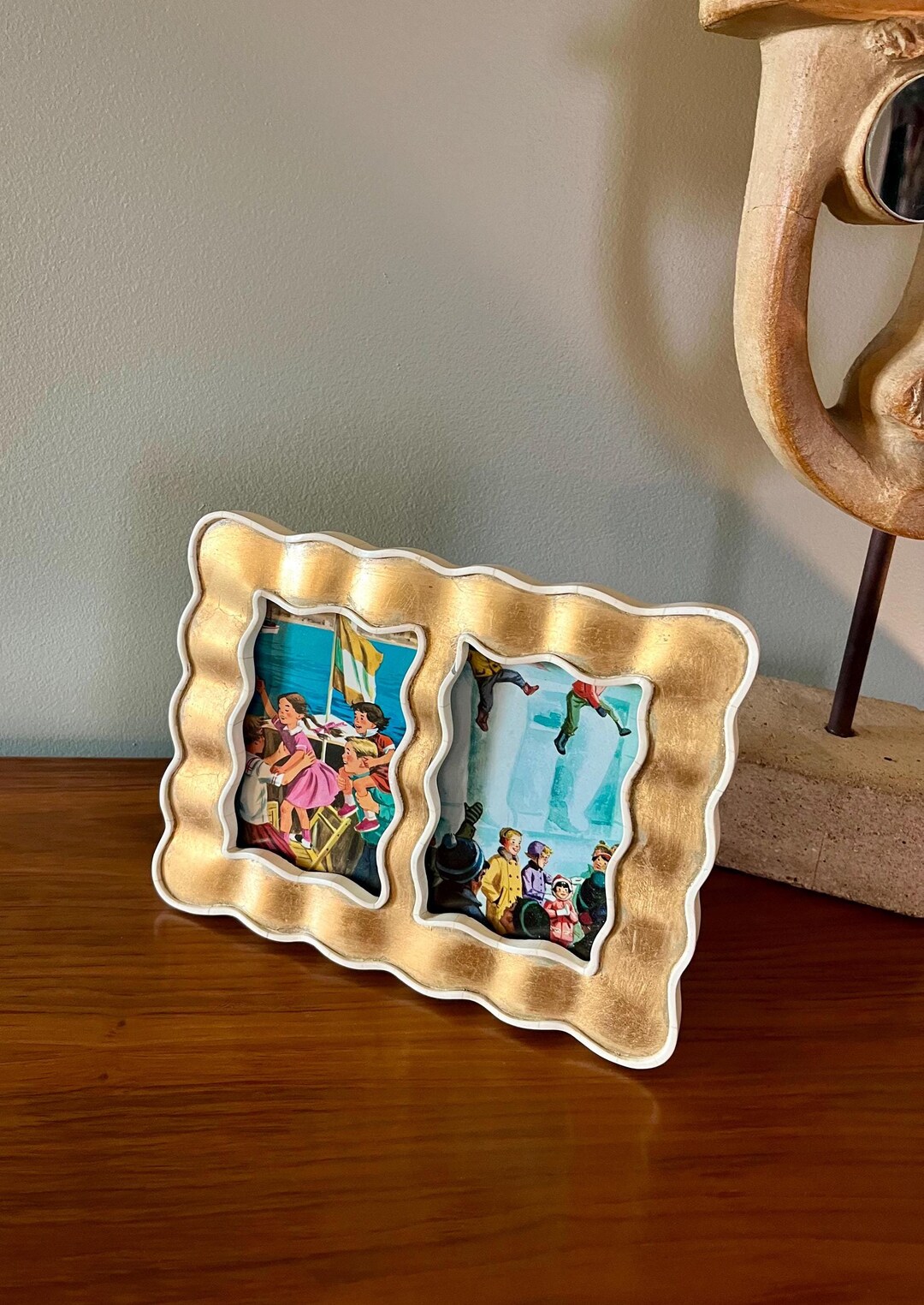 Vintage Hollywood Regency Wavy Edge Gold Two Picture Frame - Etsy