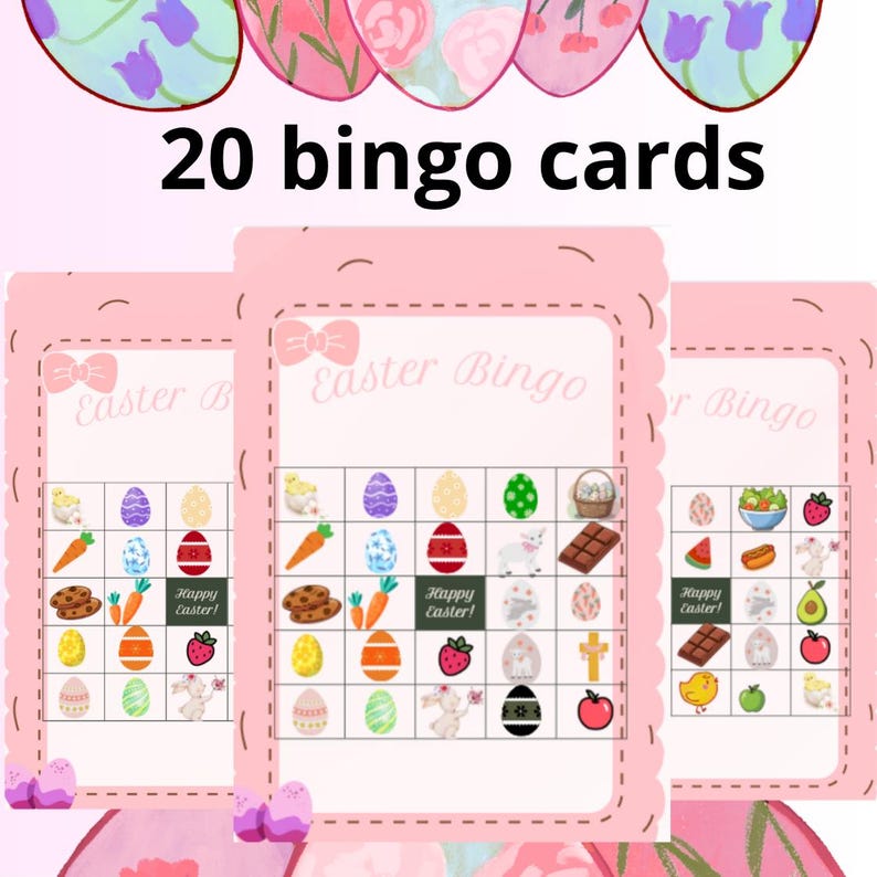 Pink Easter Bingo Cards – Printable Spring Party Game (digital Download ...