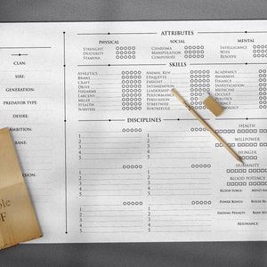 VTM Minimalistic Fillable Character Sheet - Vampire: the Masquerade V5 ...