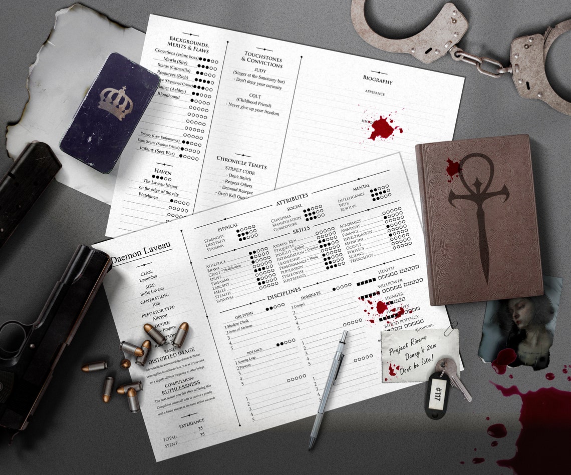 VTM Minimalistic Fillable Character Sheet - Vampire: the Masquerade V5 ...