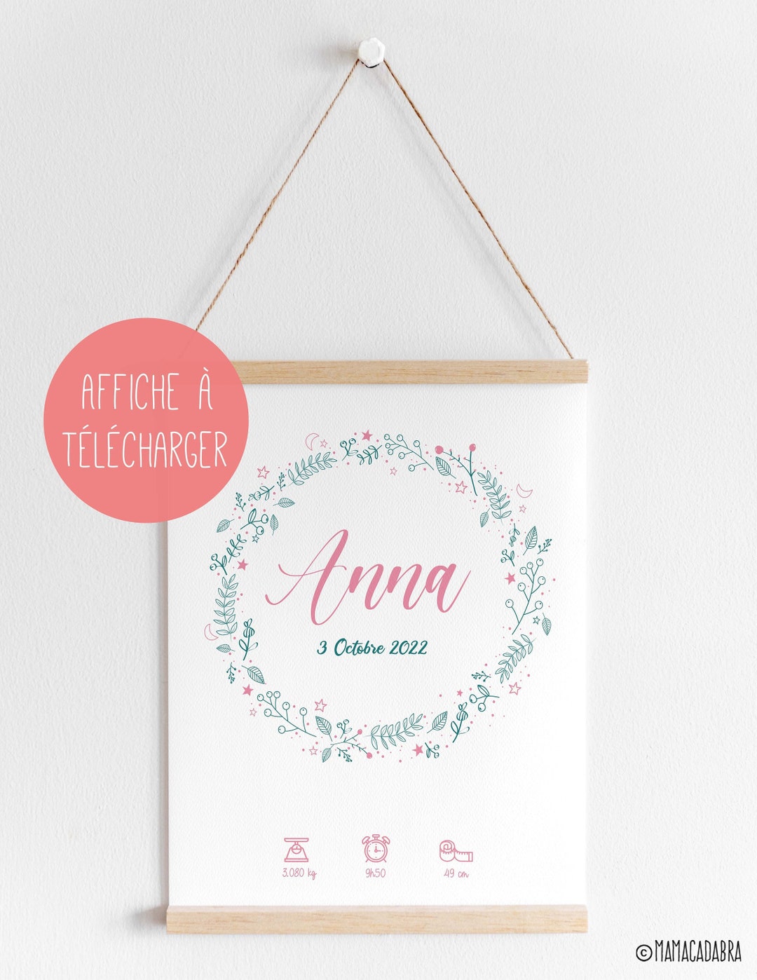 Personalized Crown Birth Poster, Baby Girl Poster, Souvenir Baby Poster ...