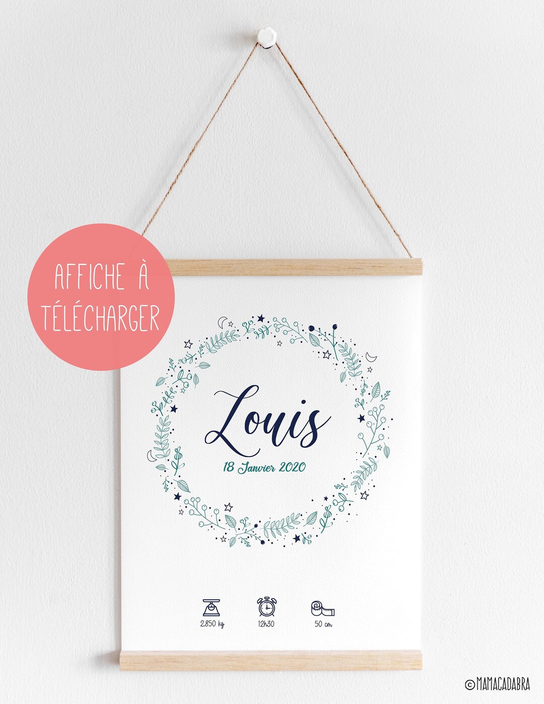 Personalized Crown Birth Poster, Baby Boy Poster, Souvenir Baby Poster ...