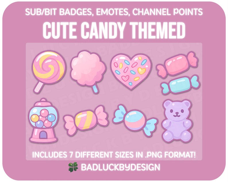 8x Candy Twitch Badges/emotes - Pastel Kawaii Gummy Lollipop Streamer ...