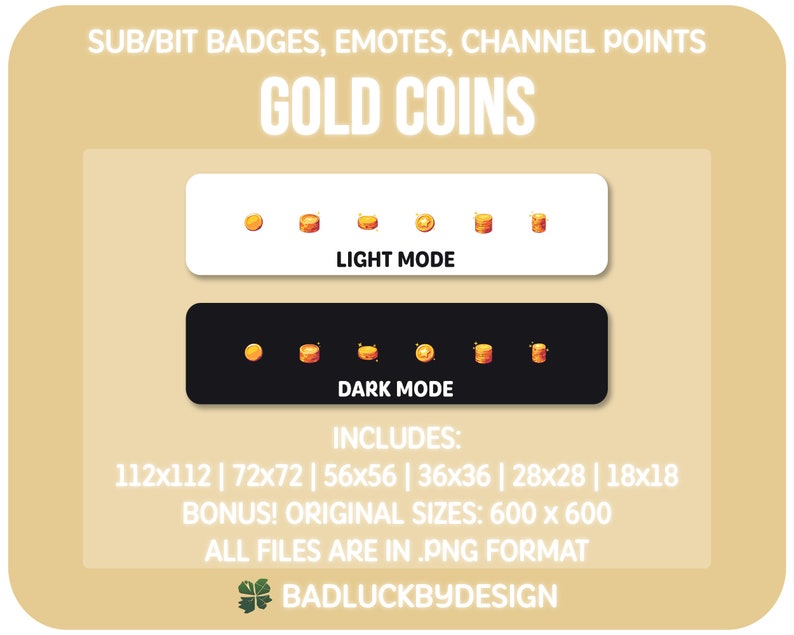 6x Gold Coins Sub/bit Badges, Emotes Twitch Streamer Assets Fantasy ...