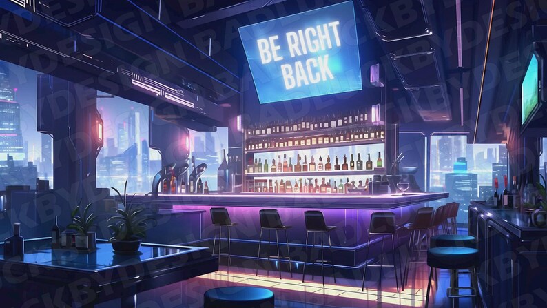 Animated Penthouse Bar Stream Scenes - Neon Cyberpunk Twitch Screens ...