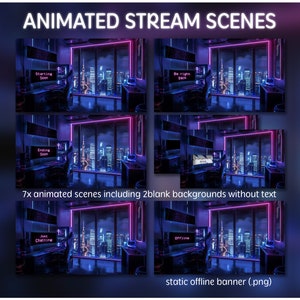 Modern Game Room Animated Stream Scenes Cozy City Cyberpunk Twitch ...