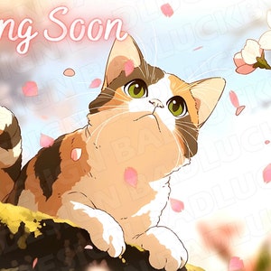 Animated Calico Cat Stream Scenes - Cherry Blossom Twitch Scenes ...