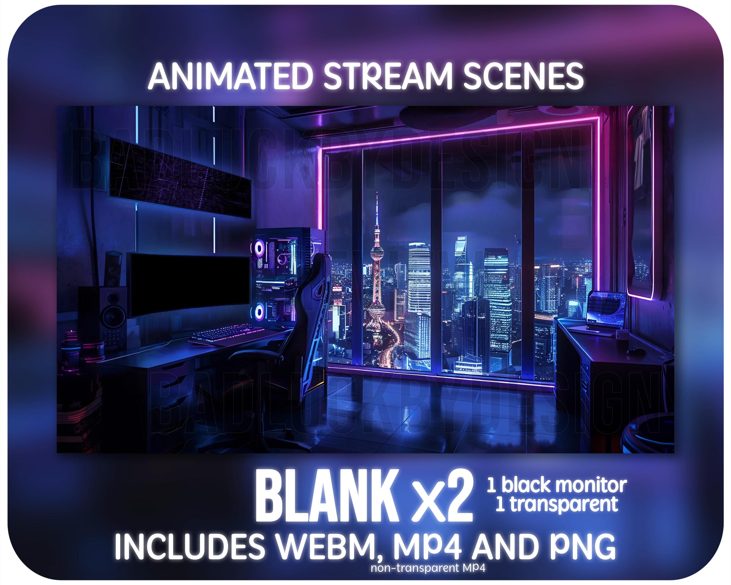 Animated Modern Game Room Stream Scenes - Purple Cyberpunk Twitch ...