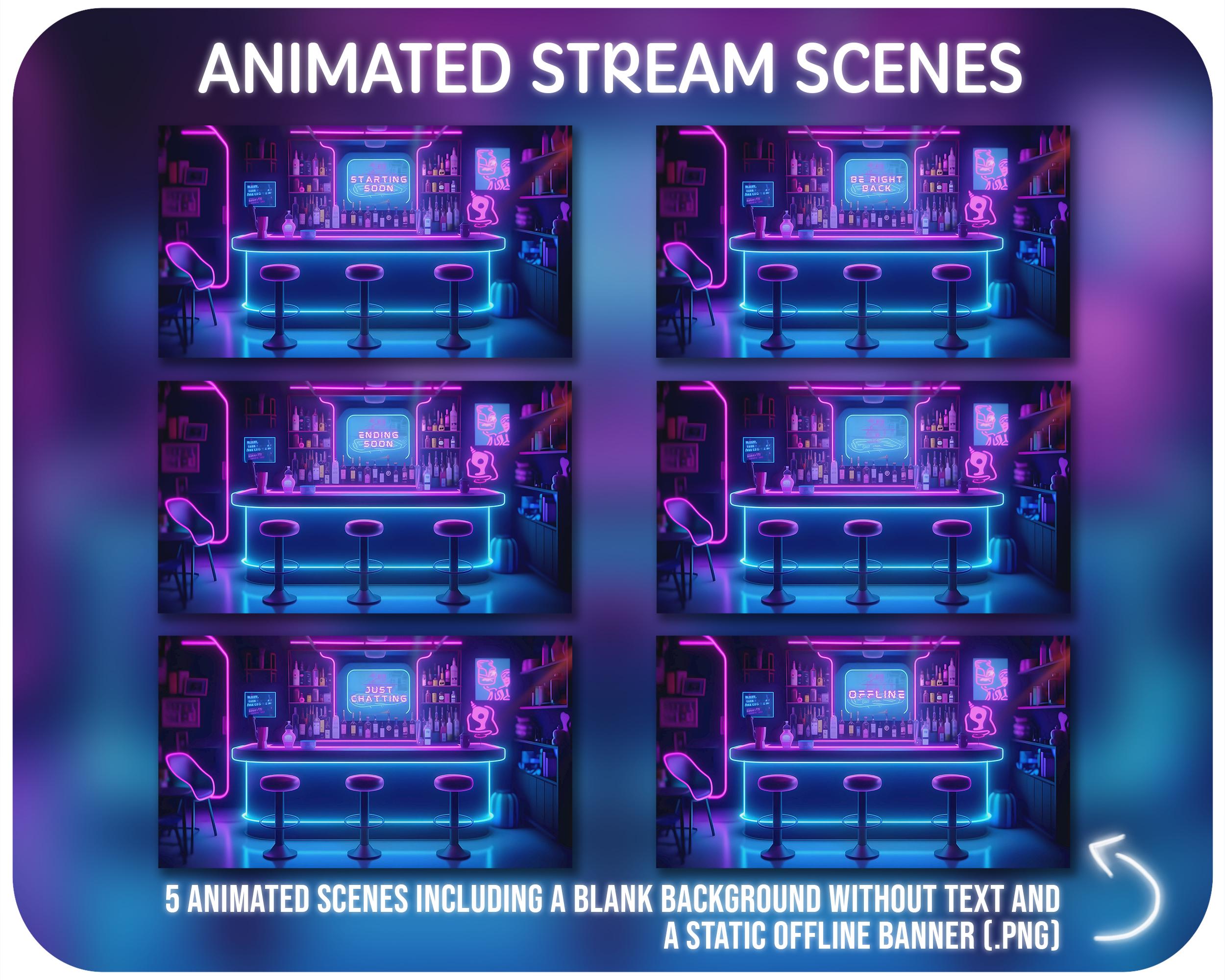 Animated Neon Bar Stream Scenes - Cyberpunk Twitch Screens (starting ...