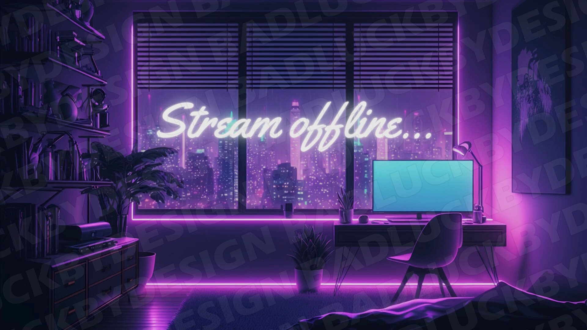Animated Neon Pink/purple Game Room Streaming Scenes Cozy Futuristic ...