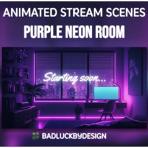 Animated Neon Pink/purple Game Room Streaming Scenes Cozy Futuristic ...