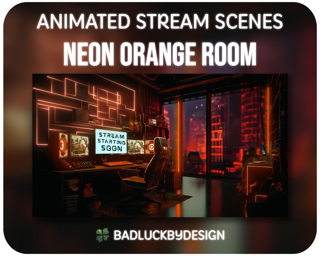 Animated Orange Room Stream Scenes - Neon Cyberpunk Twitch Screens ...