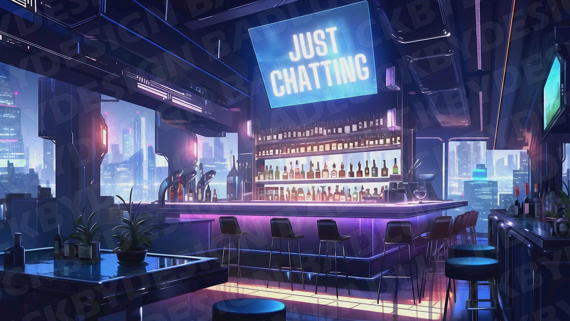 Animated Penthouse Bar Stream Scenes - Neon Cyberpunk Twitch Screens ...