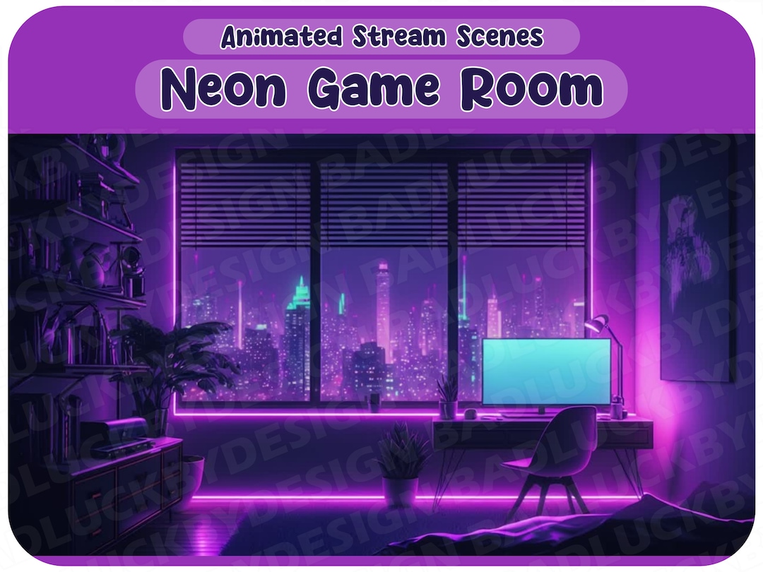 Animated Neon Pink/purple Game Room Streaming Scenes Cozy - Etsy