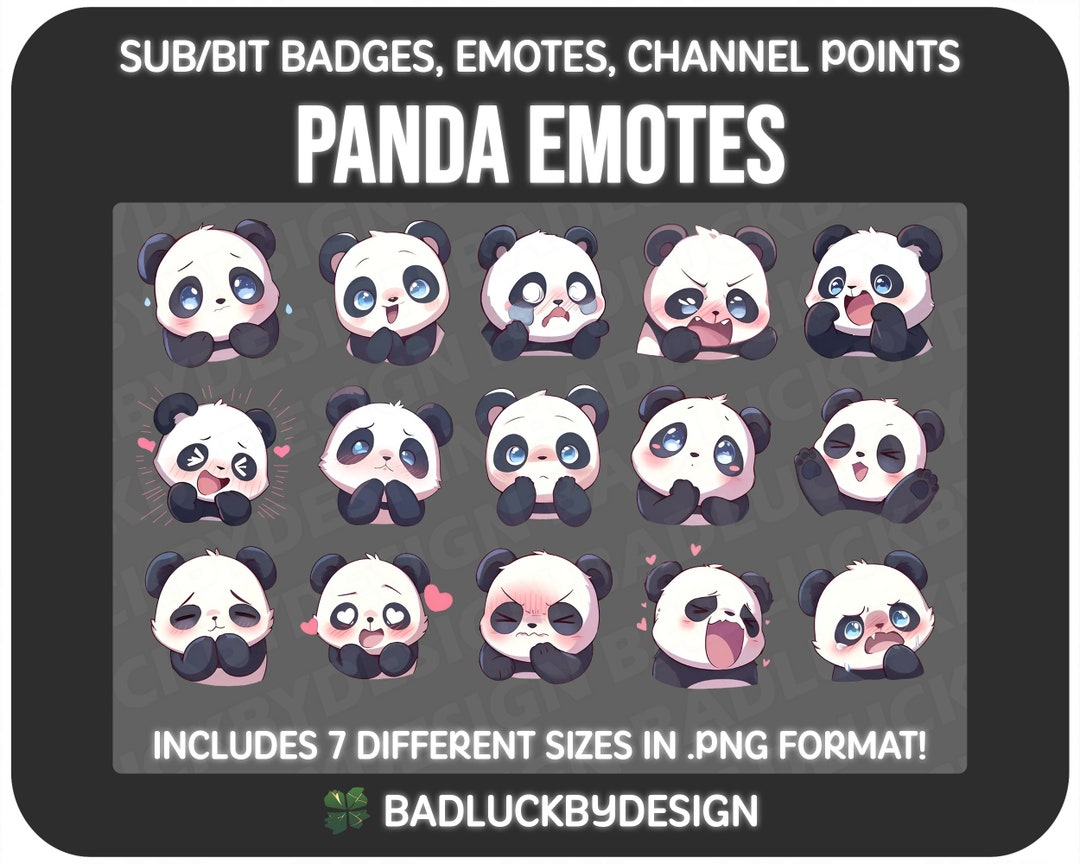 15x Pandas Twitch Badges/emotes - Funny Animal Kawaii Panda Chibi ...