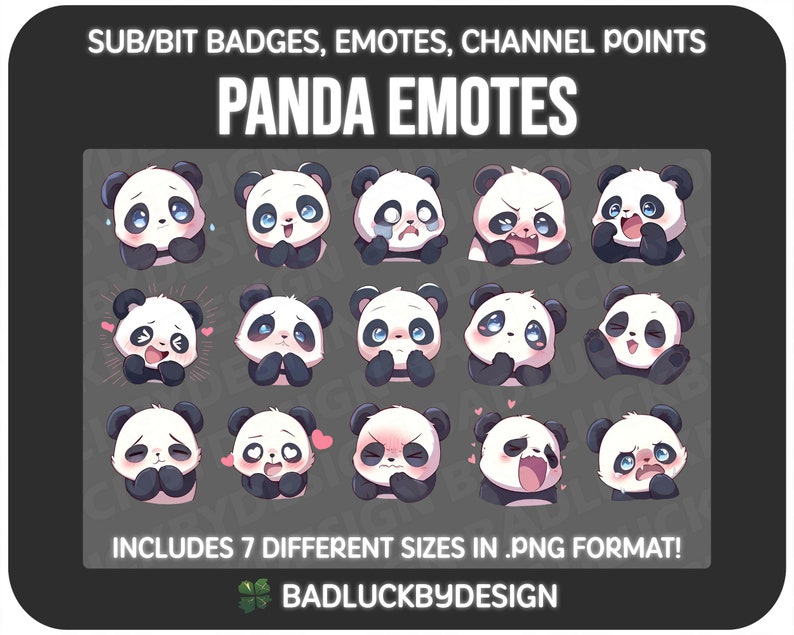 15x Pandas Twitch Badges/emotes - Funny Animal Kawaii Panda Chibi ...