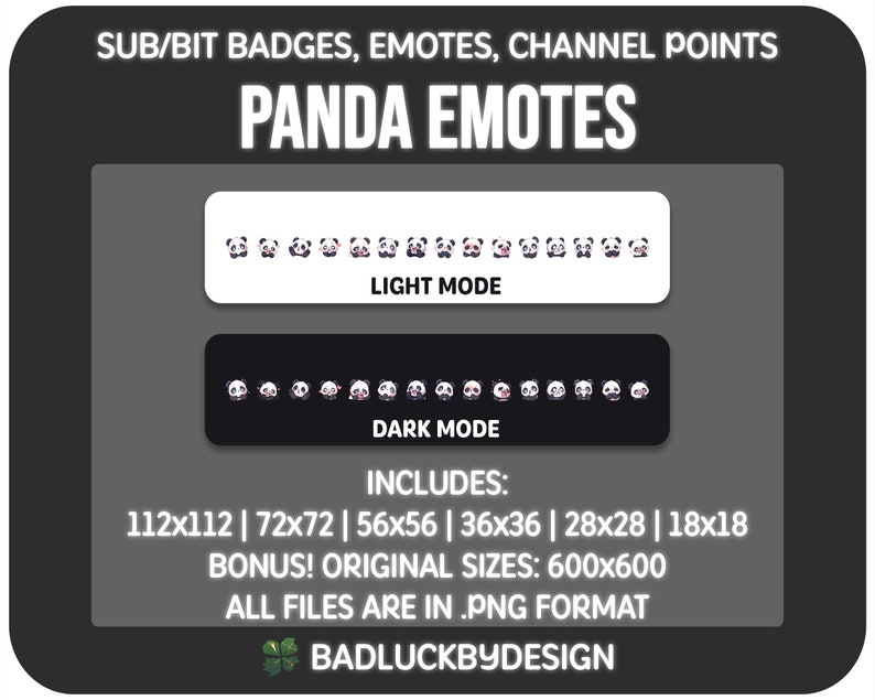 15x Pandas Twitch Badges/emotes - Funny Animal Kawaii Panda Chibi ...