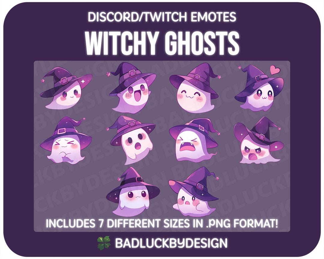 10x Witchy Ghosts Badges/emotes - Purple Witch Halloween Spooky ...