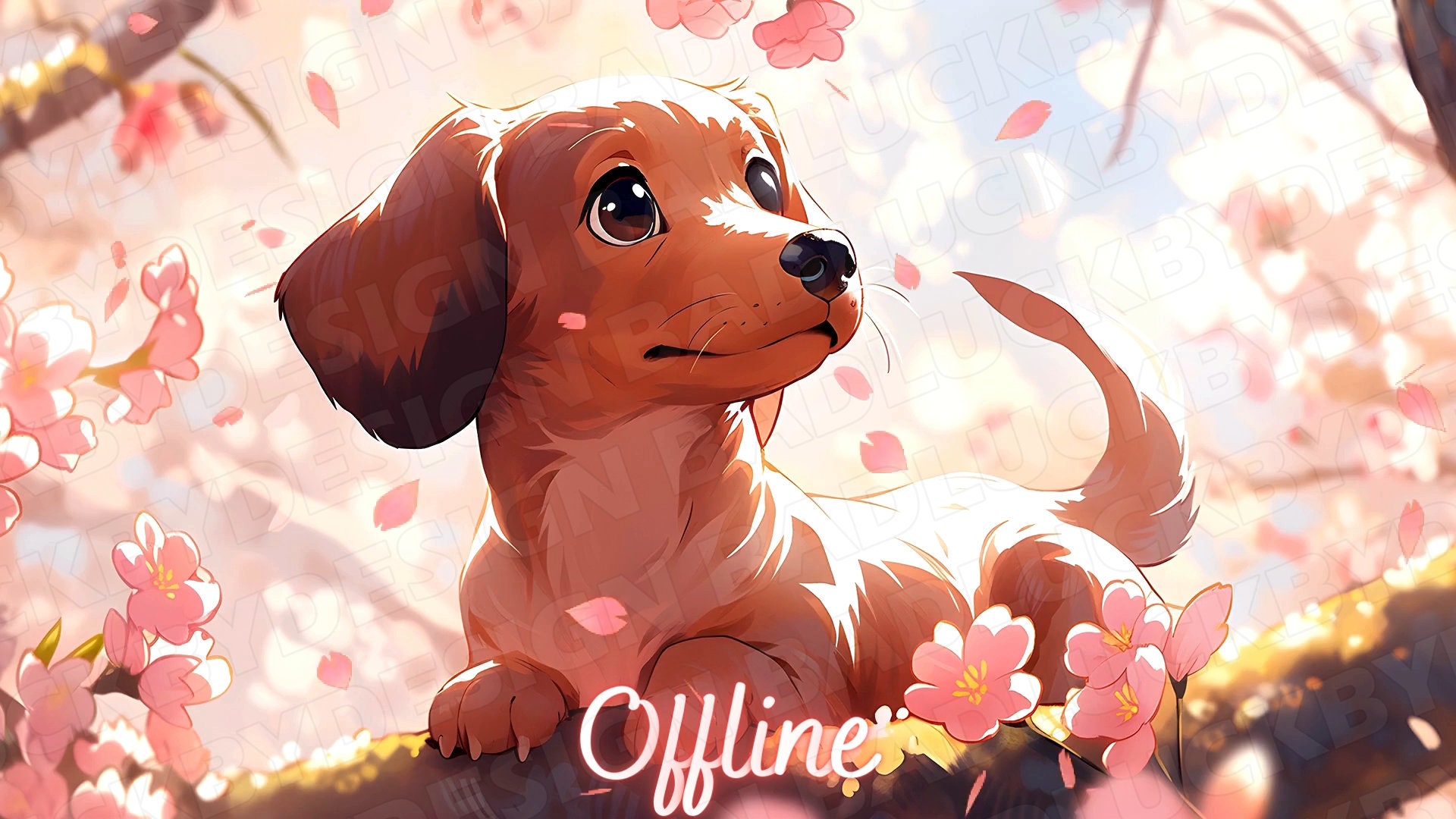 Dachshund Cherry Blossom Puppy Animated Stream Scenes Cute Floral ...