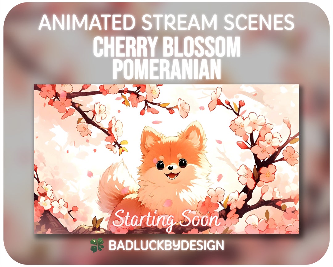 Animated Pomeranian Puppy Stream Scenes - Cherry Blossom Twitch Screens ...