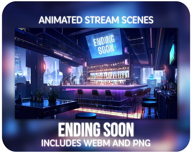 Cyberpunk Penthouse Bar Twitch Scenes Animated Stream Room Background ...
