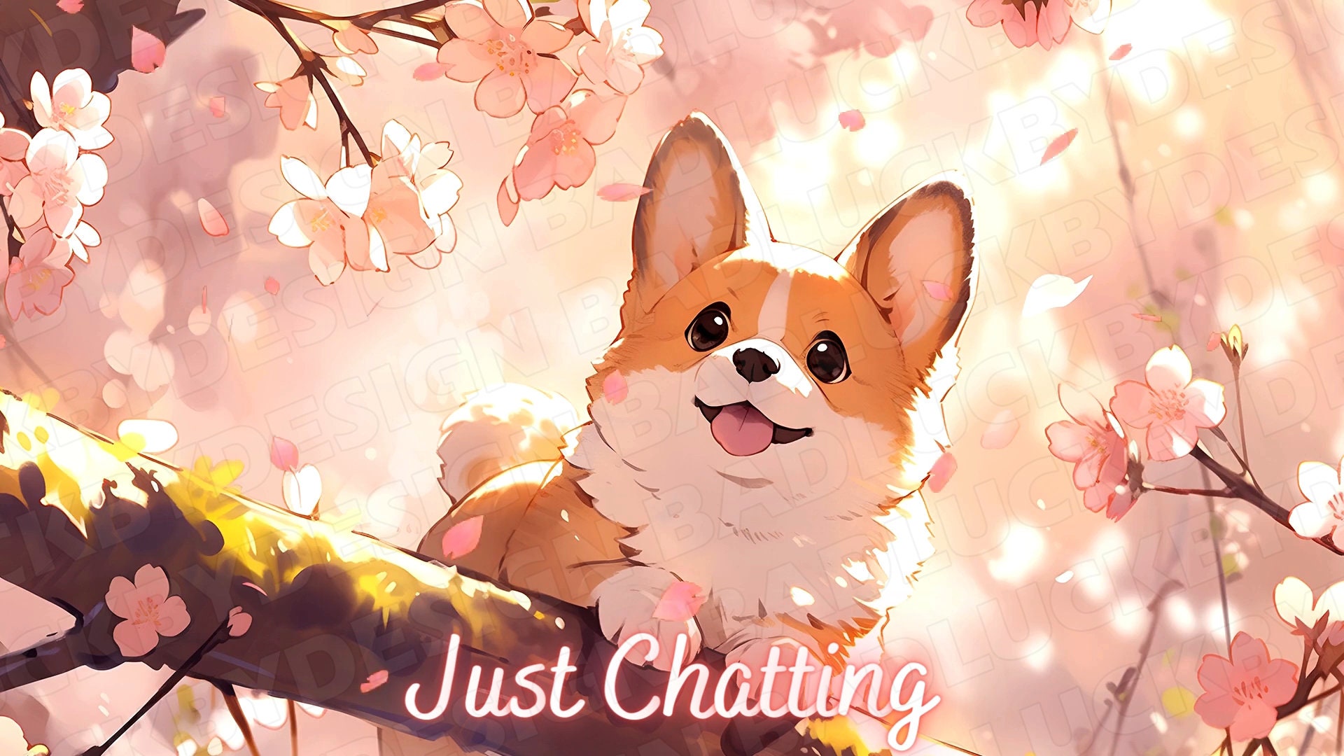 Animated Corgi Puppy Stream Scenes - Cherry Blossom Twitch Screens ...