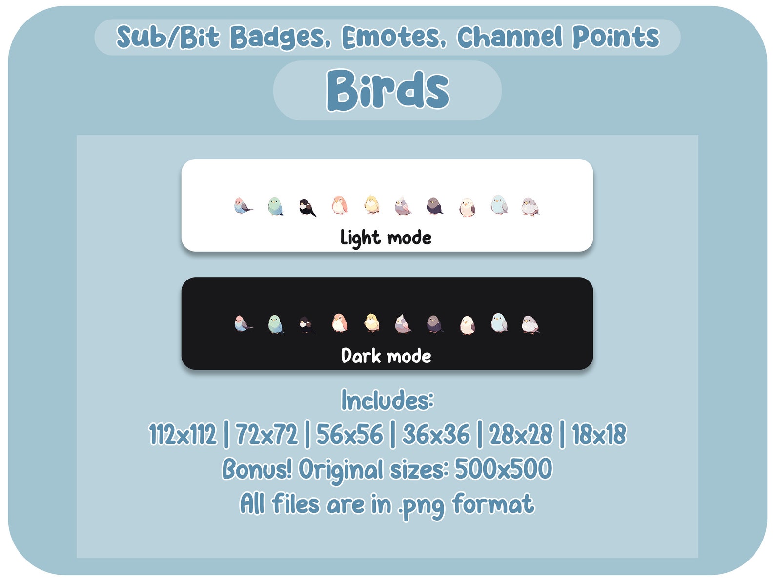 10x Cute Birds Sub/bit Badges/emotes Twitch Streamer Assets Birb Animal ...