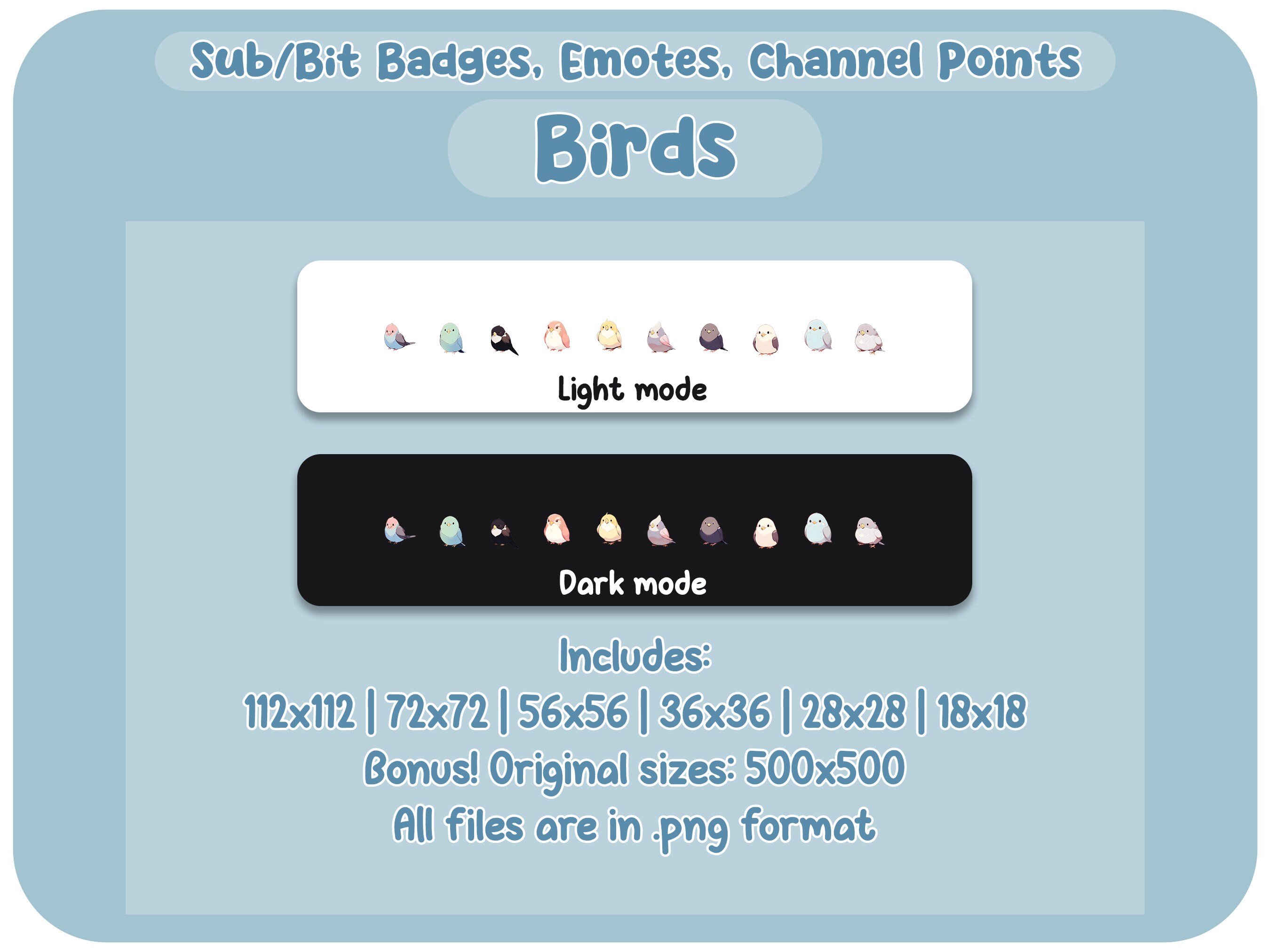 10x Cute Birds Sub/bit Badges/emotes Twitch Streamer Assets Birb Animal ...
