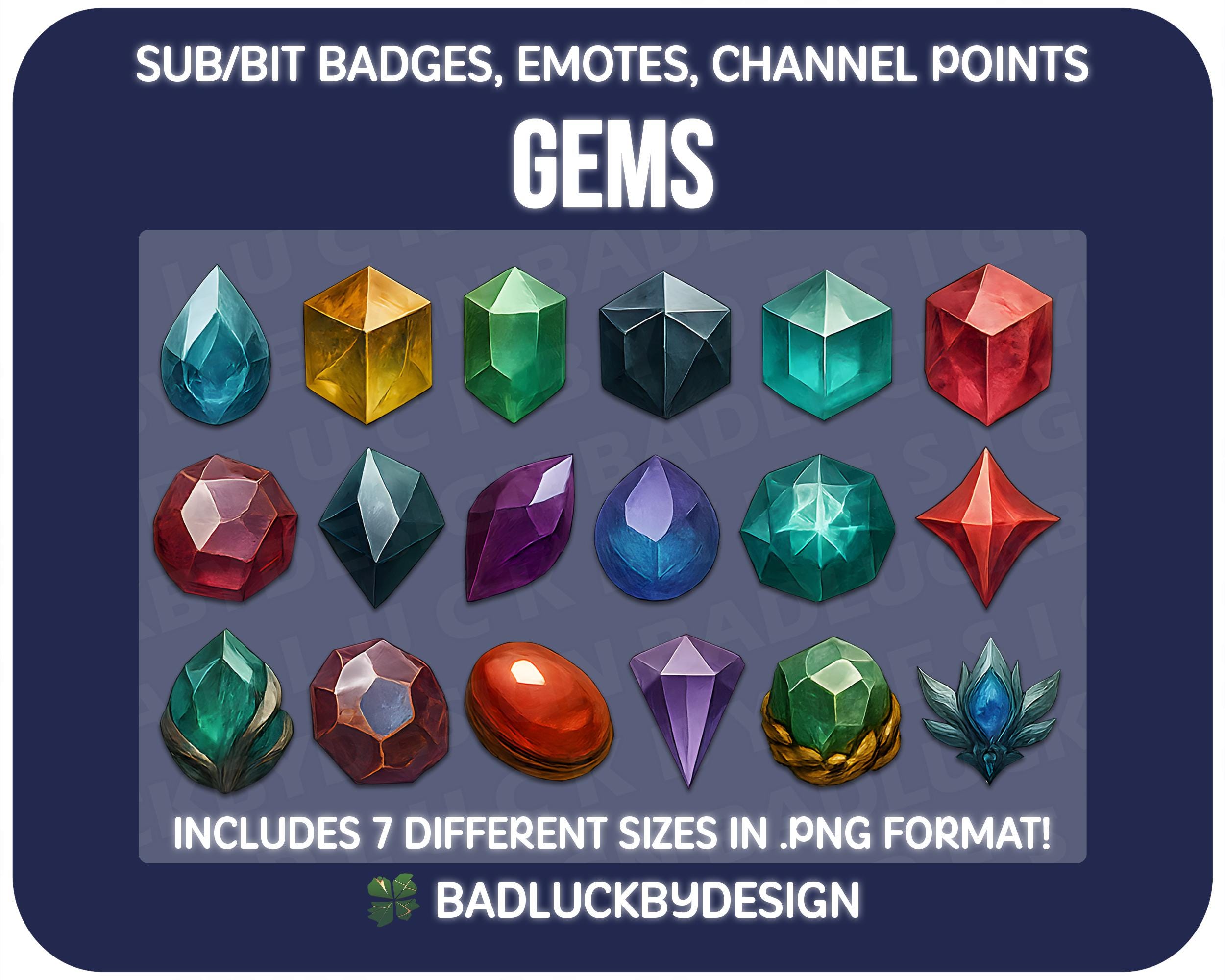 18x Crystal Gems Twitch Badges/emotes - Fantasy Gemstones Jewels ...