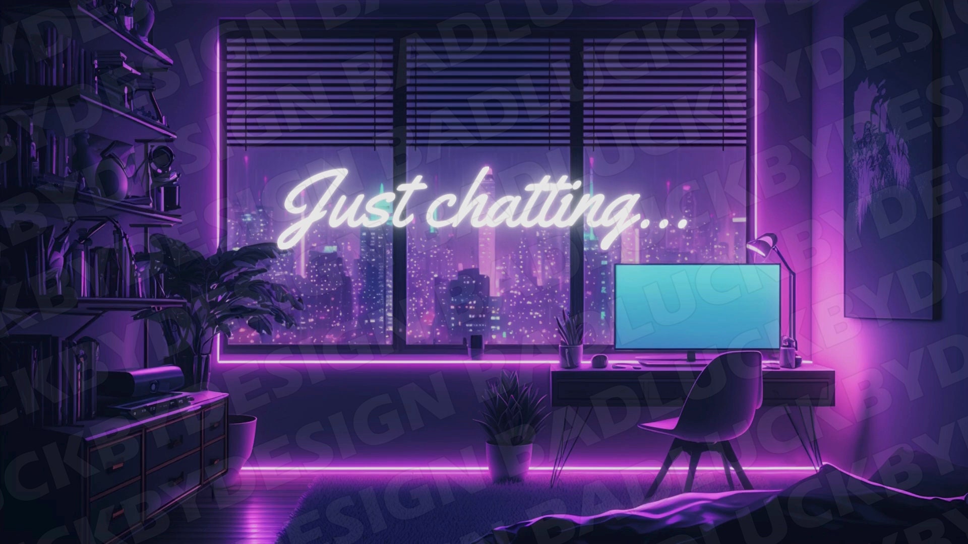 Animated Neon Pink/purple Game Room Streaming Scenes Cozy Futuristic ...